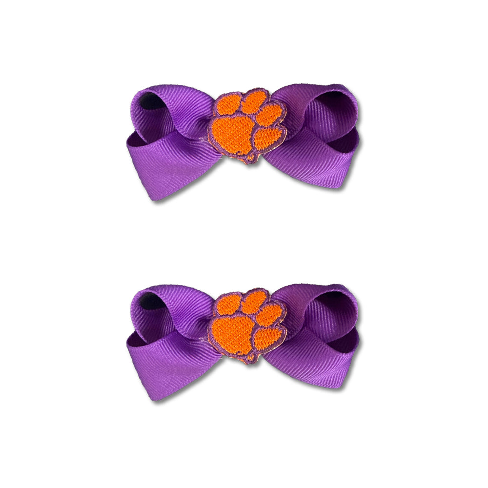 Clemson Mini Bow Pair with Paw